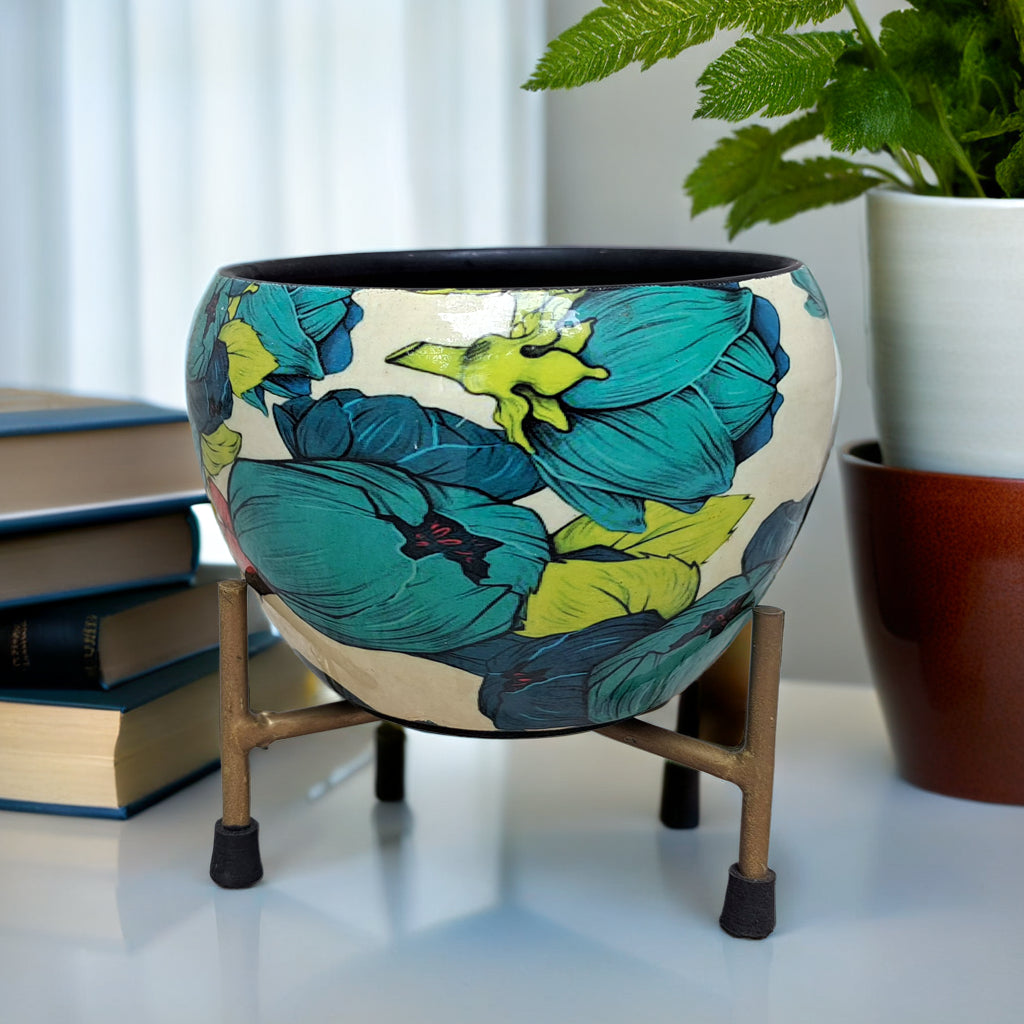 Round Shape Royal Fancy Design Matki with Iron Stand – Going Greens